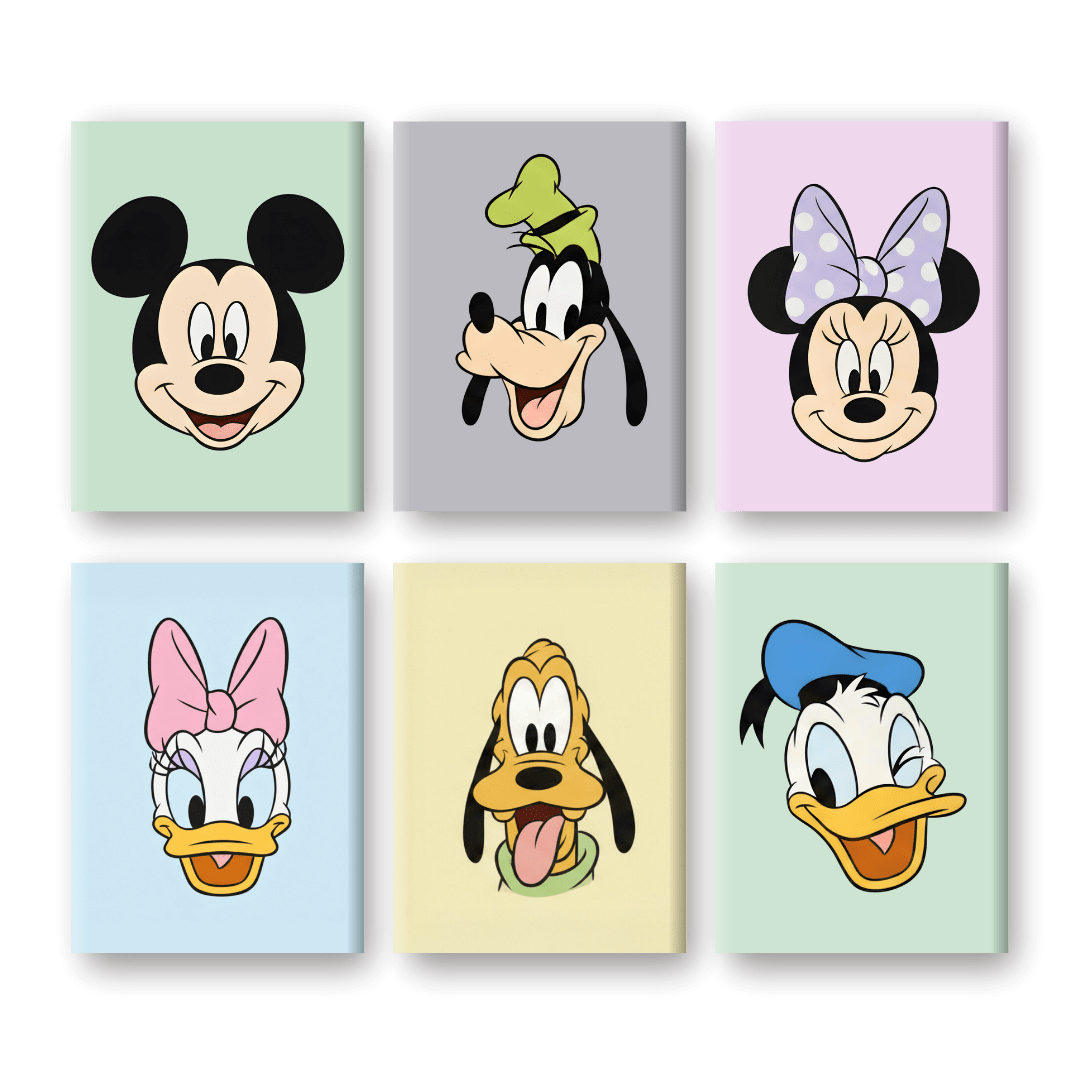 6 Mini Paintings Cartoon Icons Set