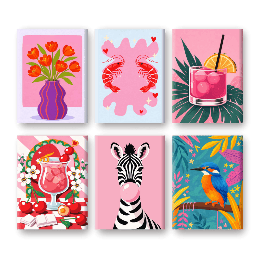 6 Mini Paintings Pastel Pop Art Set Paint by numbers