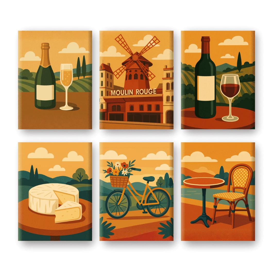 6 Mini Paintings Taste of France Set Paint by numbers