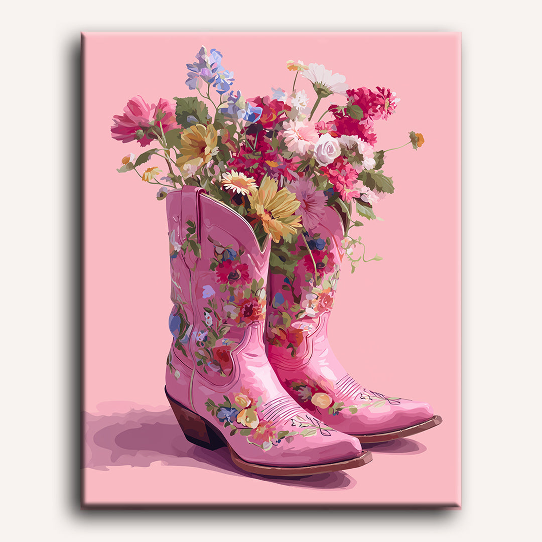 Cowboy Floral boots | Paint by Number